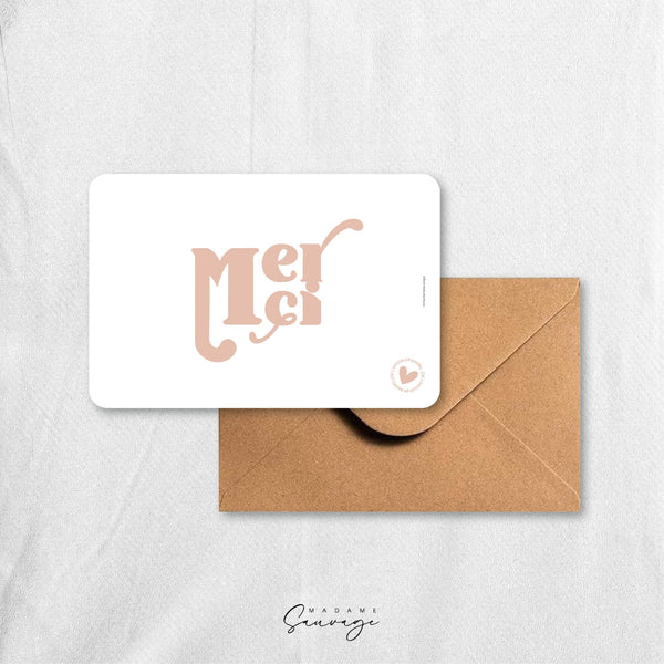 Carte "Merci" - Collection Amour En Barre – Madame Sauvage