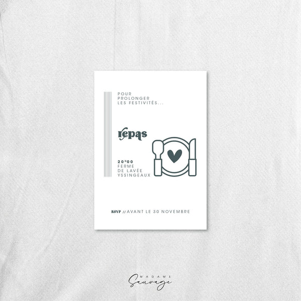 Carton repas de mariage Amour en barre - Forêt – Madame Sauvage